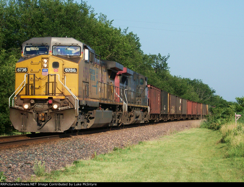 UP 6736 westbound UP empty coal train